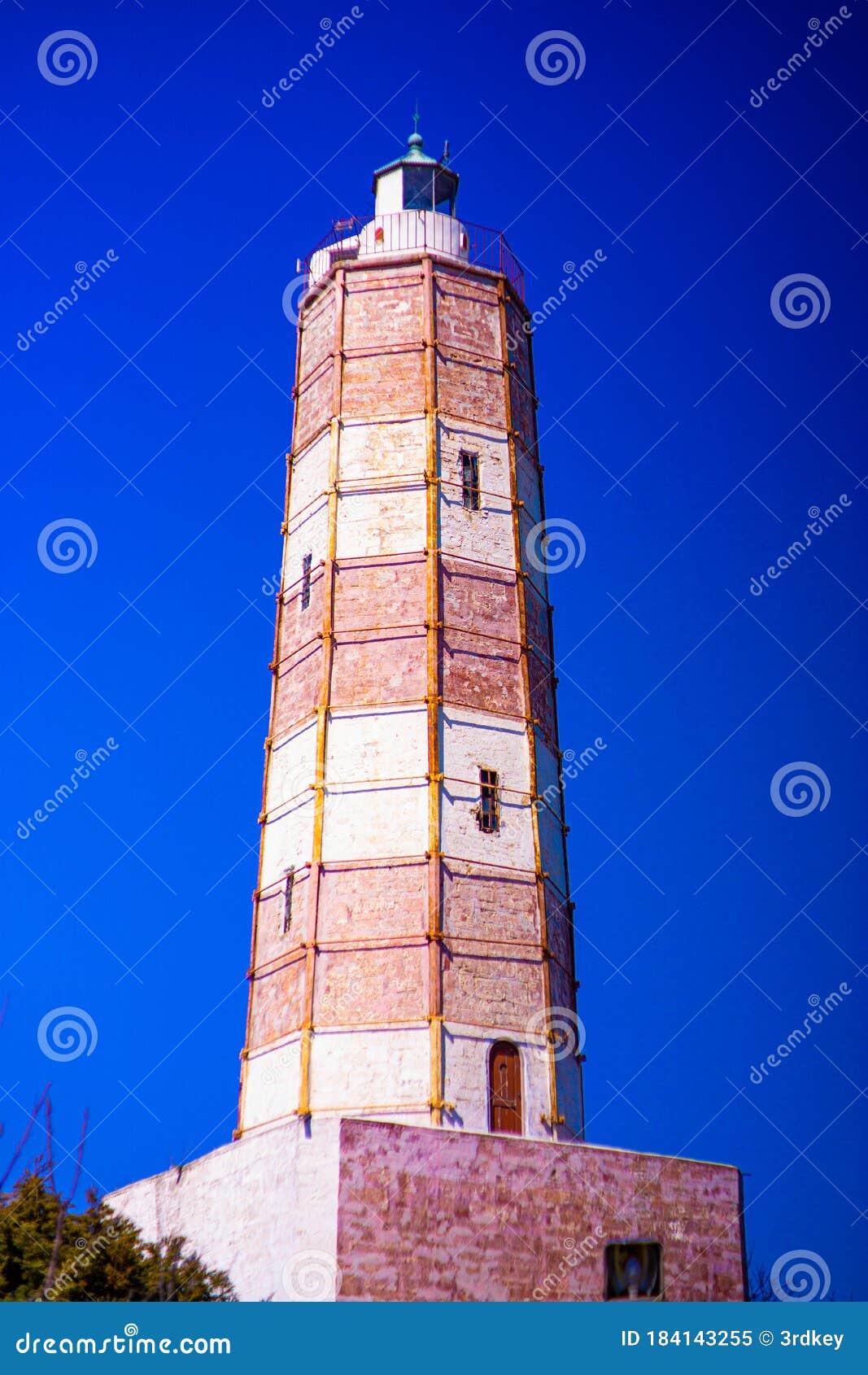 Big Lighthouse Isolated on Clear Blue Sky Stock Image - Image of ...