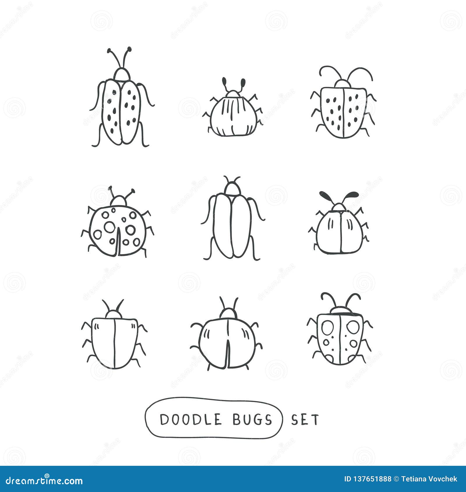 Big Line Hand Drawn Doodle Set - Insects, Bugs Stock Vector ... Big Line Hand Drawn Doodle Set - Insects, Bugs Stock Vector ...