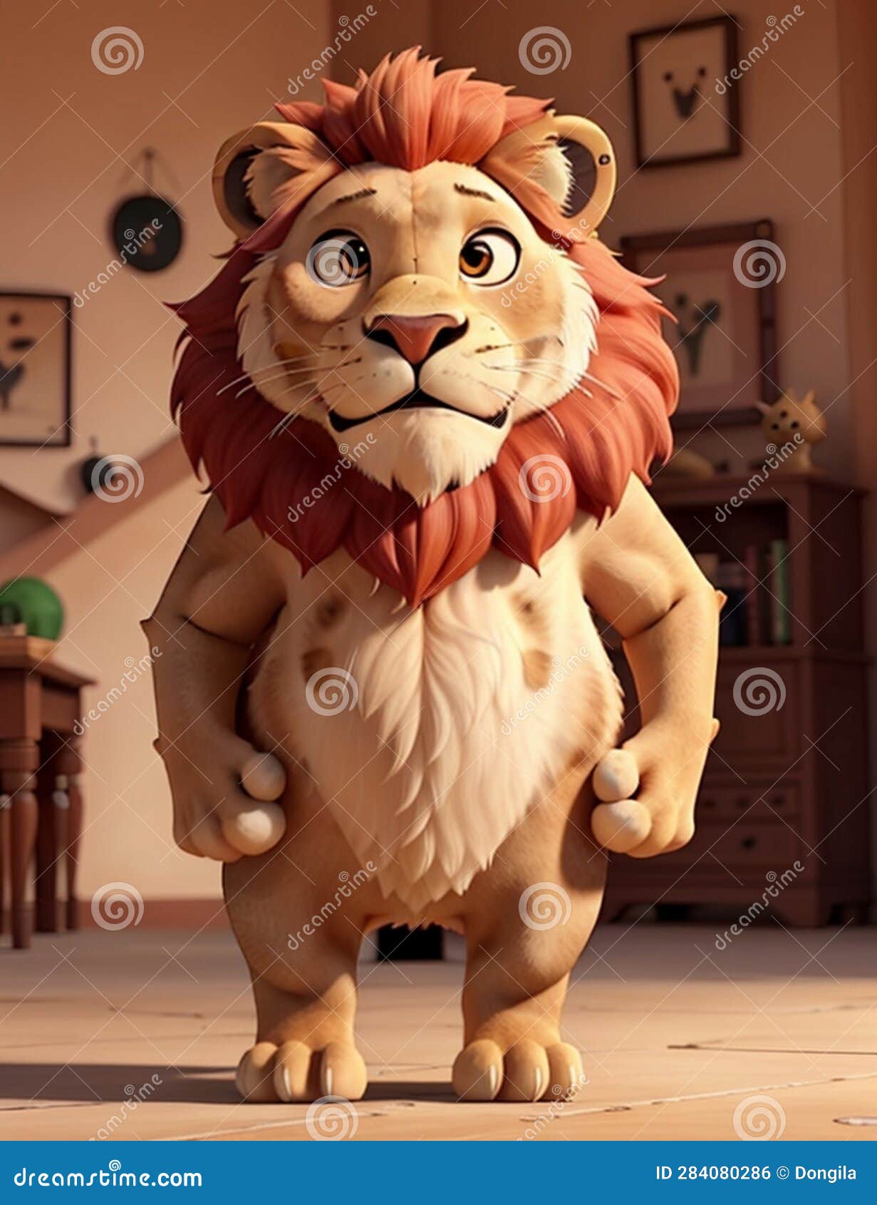 Big Lion in the House,generative Ai Stock Illustration - Illustration ...