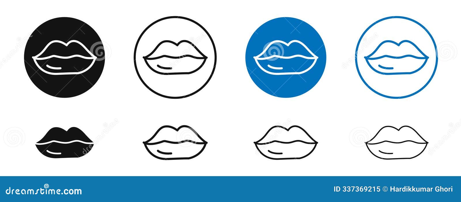 Big Lips Thin Line Vector Icon Set Stock Vector - Illustration of ...