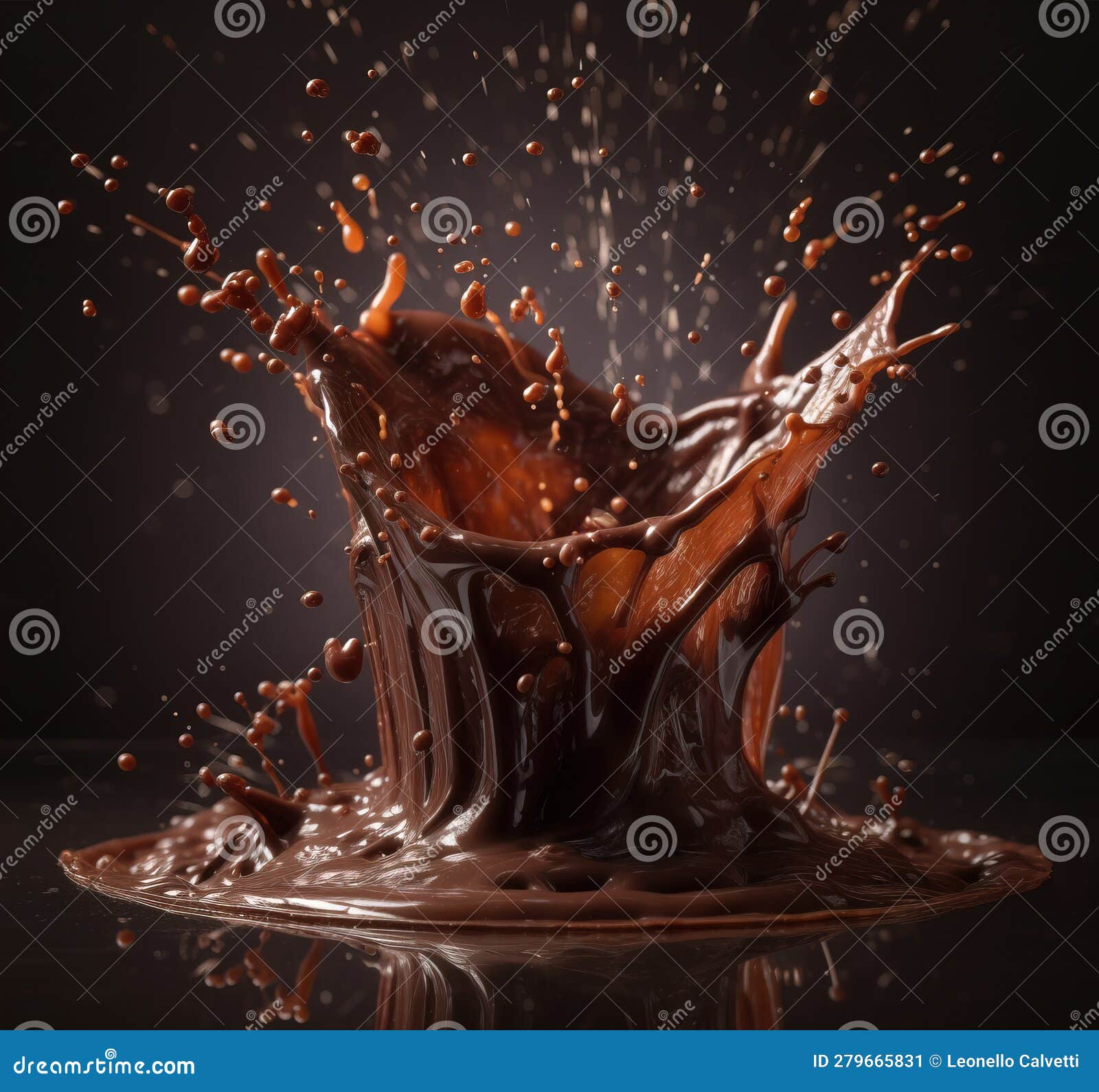 Big Liquid Chocolate Splash on Dark Background. Generative a.I Stock ...
