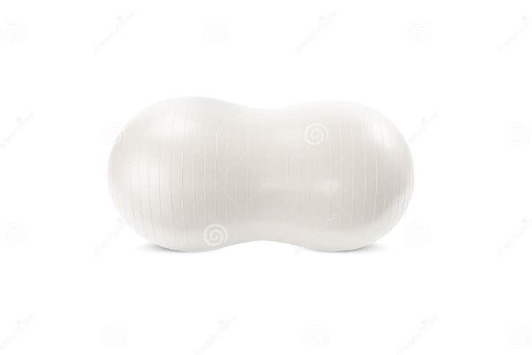 Big Long White Fitness Ball Isolated On White Background Pilates