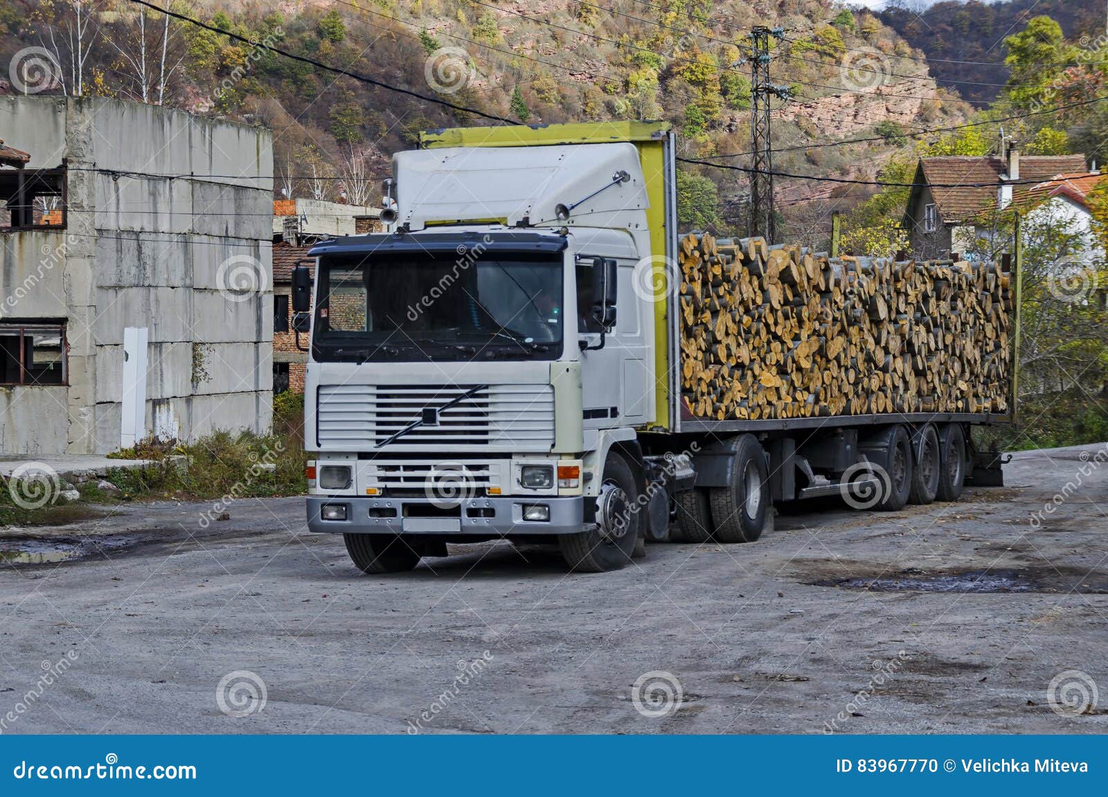 Big Lorry Carry Stack Firewood in Lakatnik Stock Photo - Image of auto ...