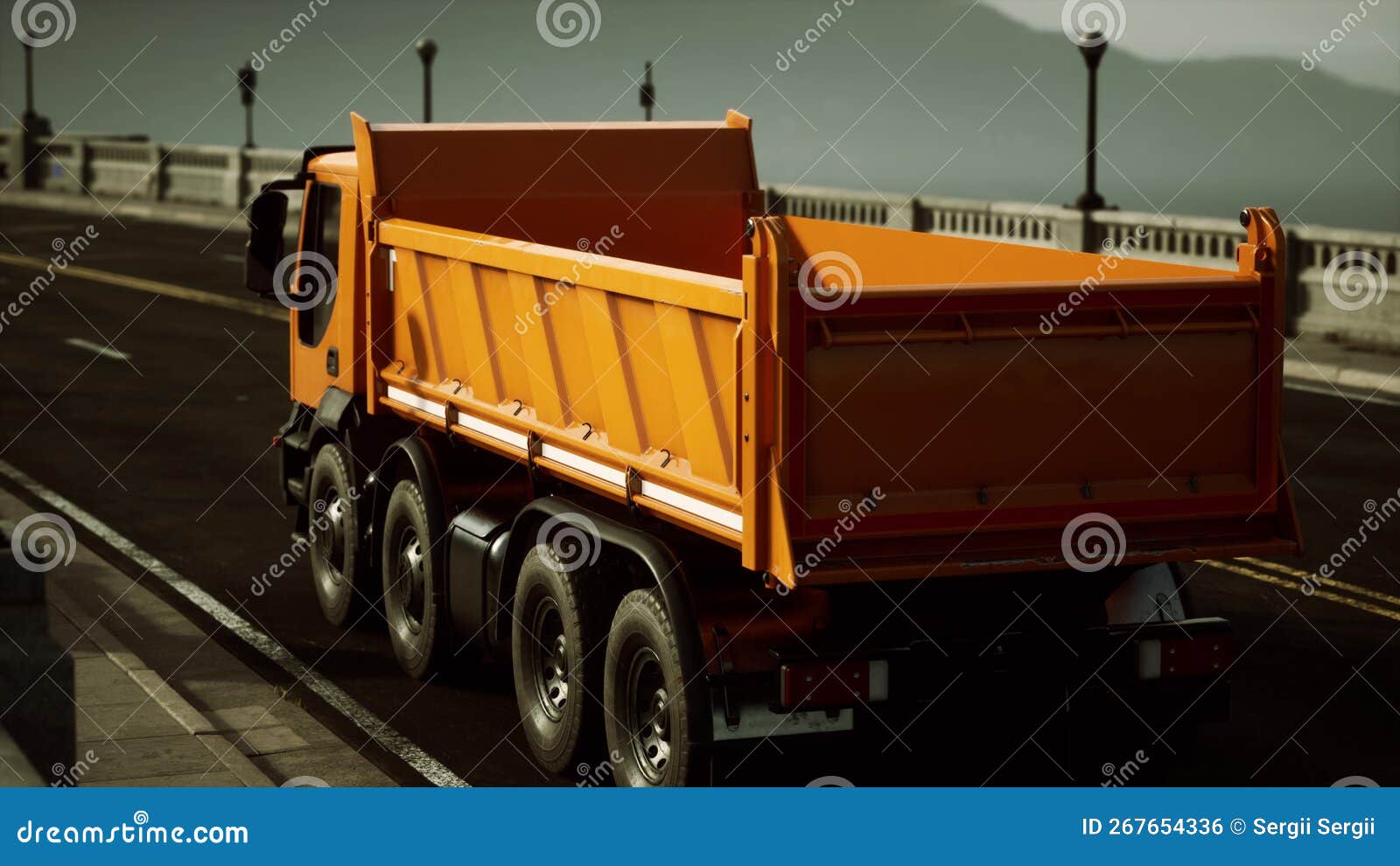 Big Lorry Truck on the Bridge Stock Illustration - Illustration of ...