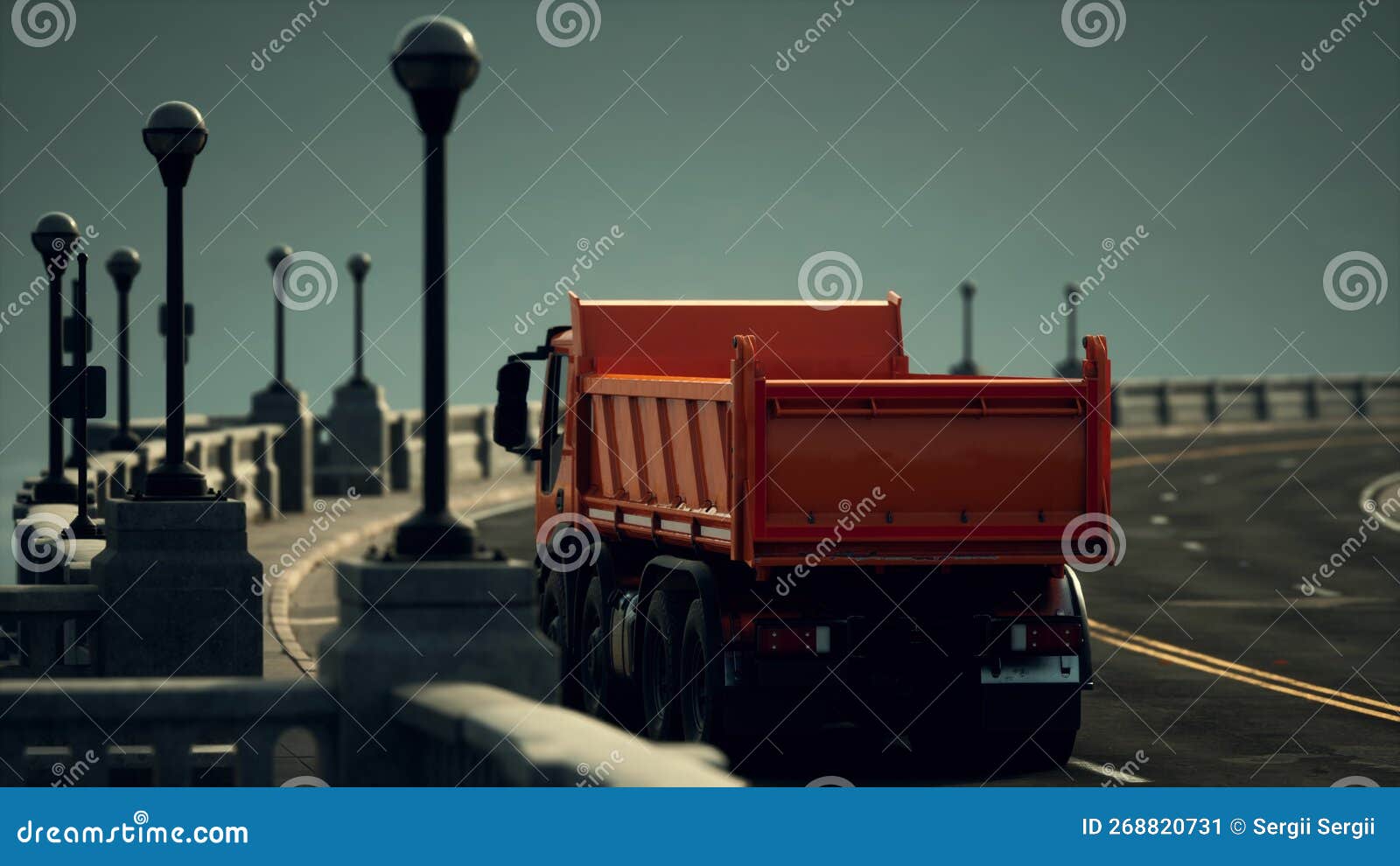 Big Lorry Truck on the Bridge Stock Illustration - Illustration of ...