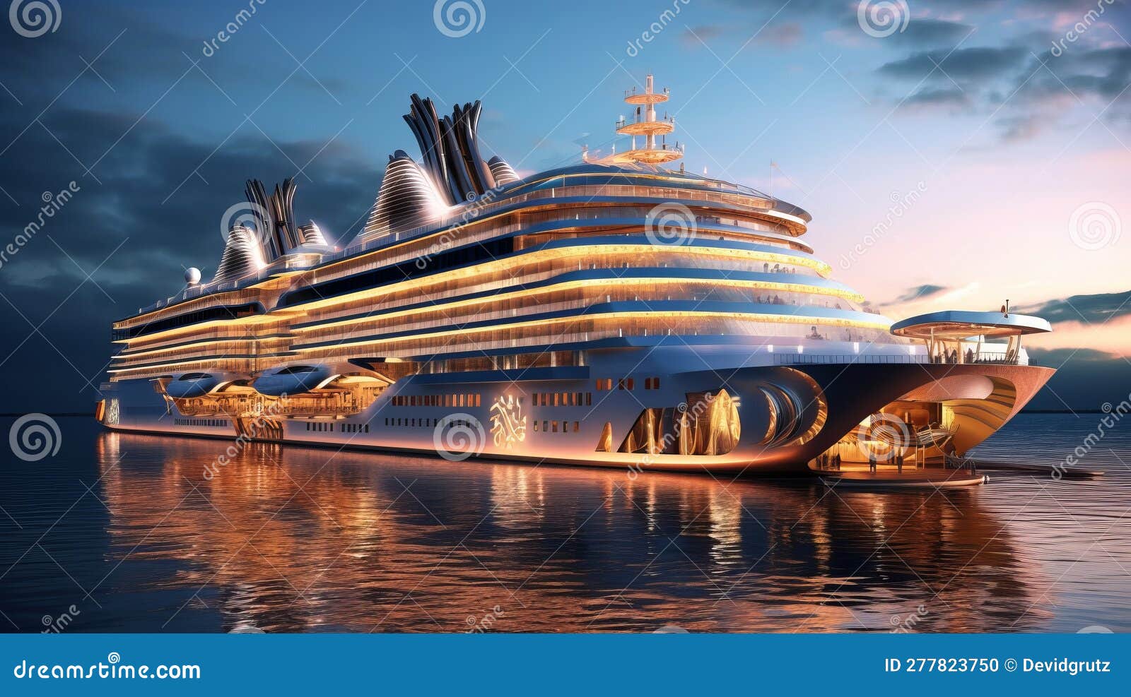 Big Luxury Cruise Ship. Generative AI Stock Illustration - Illustration ...