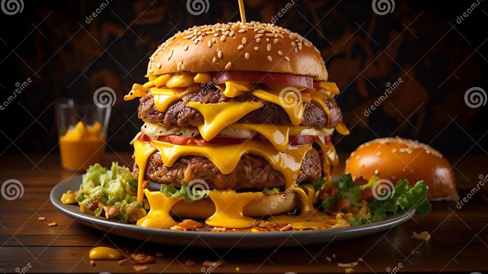 Big mac chesee burger stock illustration. Illustration of dish - 277263012