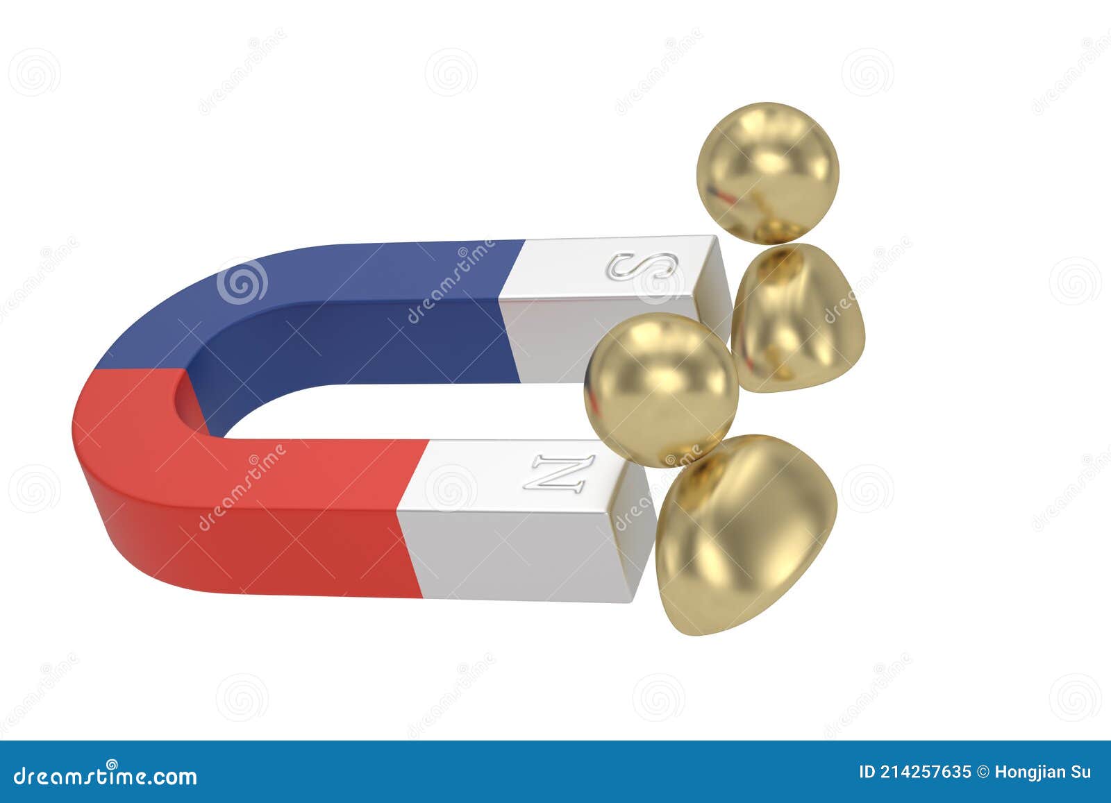 Big Magnet Pulling Character Isolated on White Background 3D ...