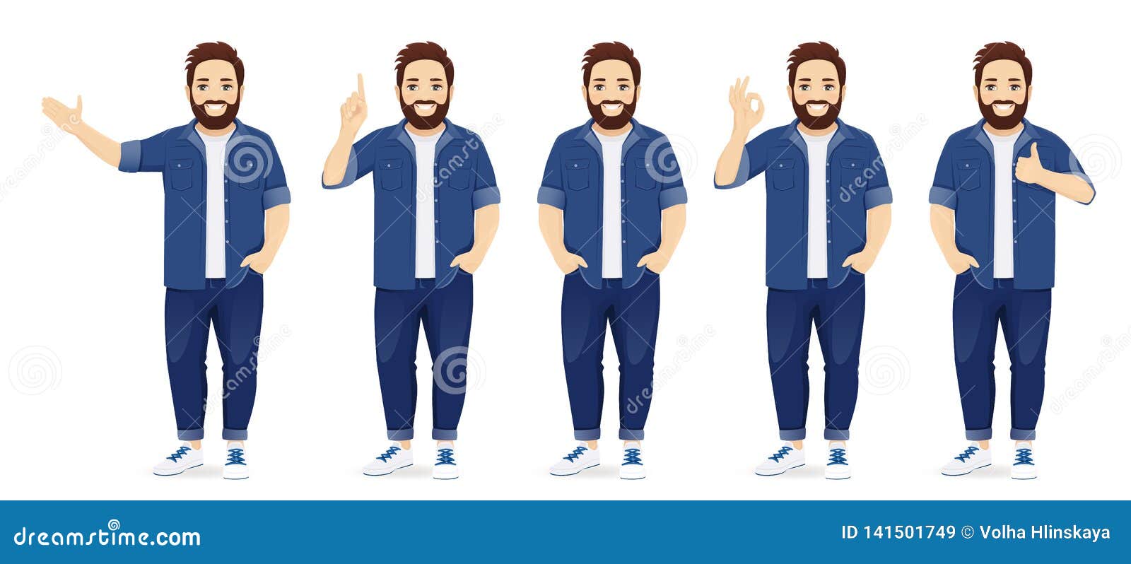 Big Man in Casual Clothes Set Stock Vector - Illustration of presenting ...