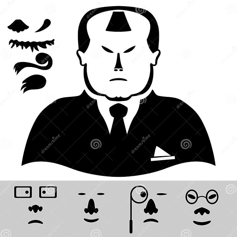 Big man with many faces stock vector. Illustration of collection - 30520063