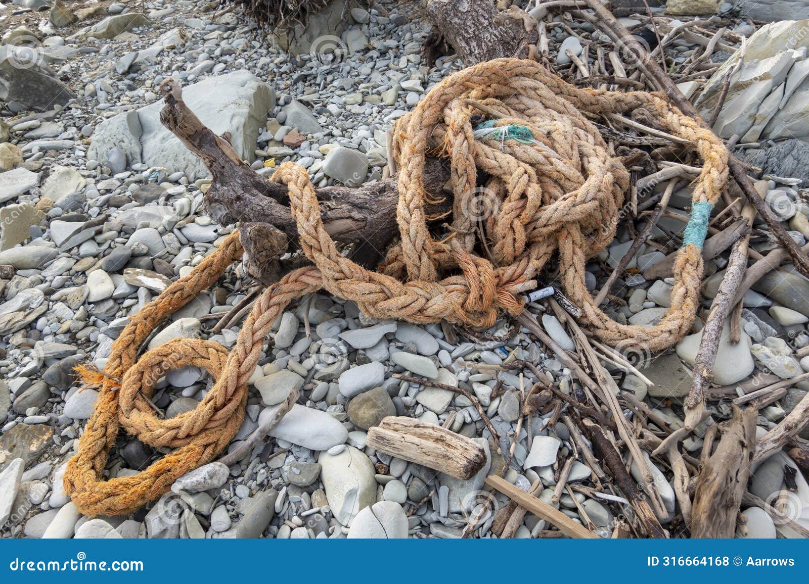 Big Marine Sea Ship Ropes Washed Ashore by a Storm Stock Photo - Image ...