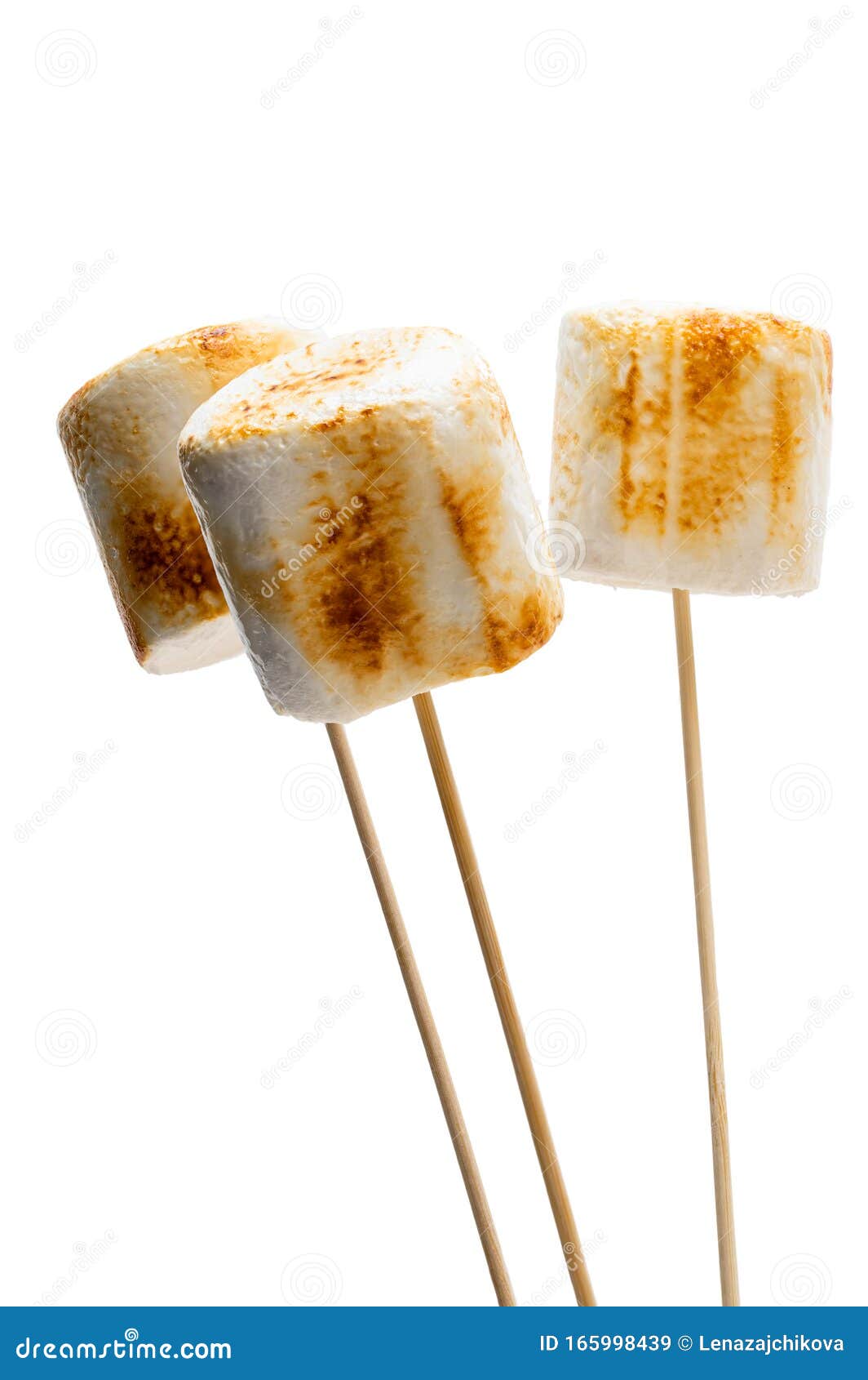 Big Marshmallow on a Wooden Stick Isolated Isolated on White Stock ...