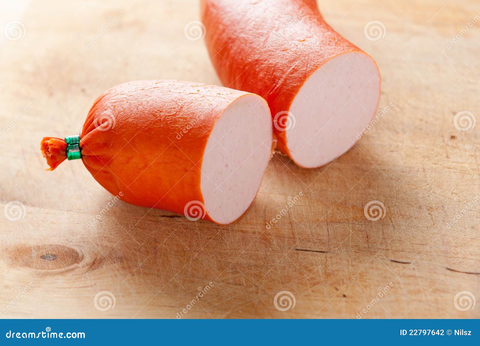 Big meat sliced sausage stock photo. Image of wood, food - 22797642