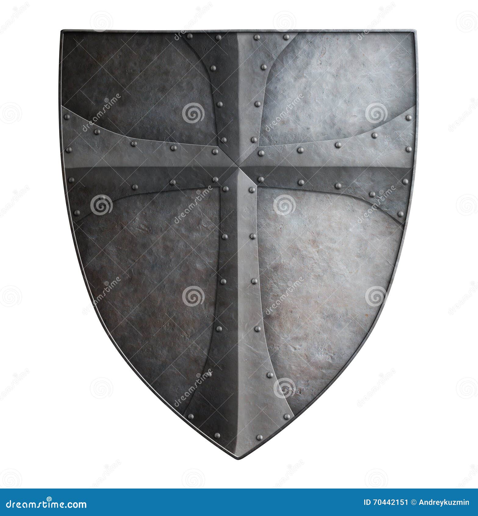 Big Medieval Crusader S Metal Shield Isolated 3d Illustration Stock ...