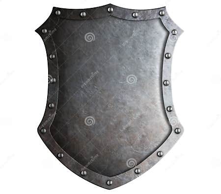 Big Medieval Metal Shield Isolated Stock Image - Image of rivets ...