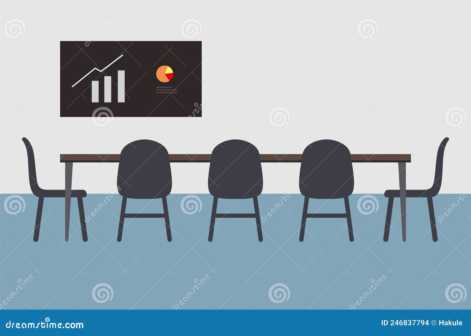 Big Meeting Room with Big Table, Chairs, Vector Illustration Stock ...