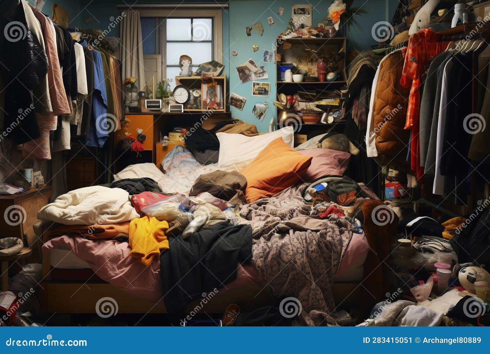 Big Mess in the Room. Generative AI Stock Illustration - Illustration ...
