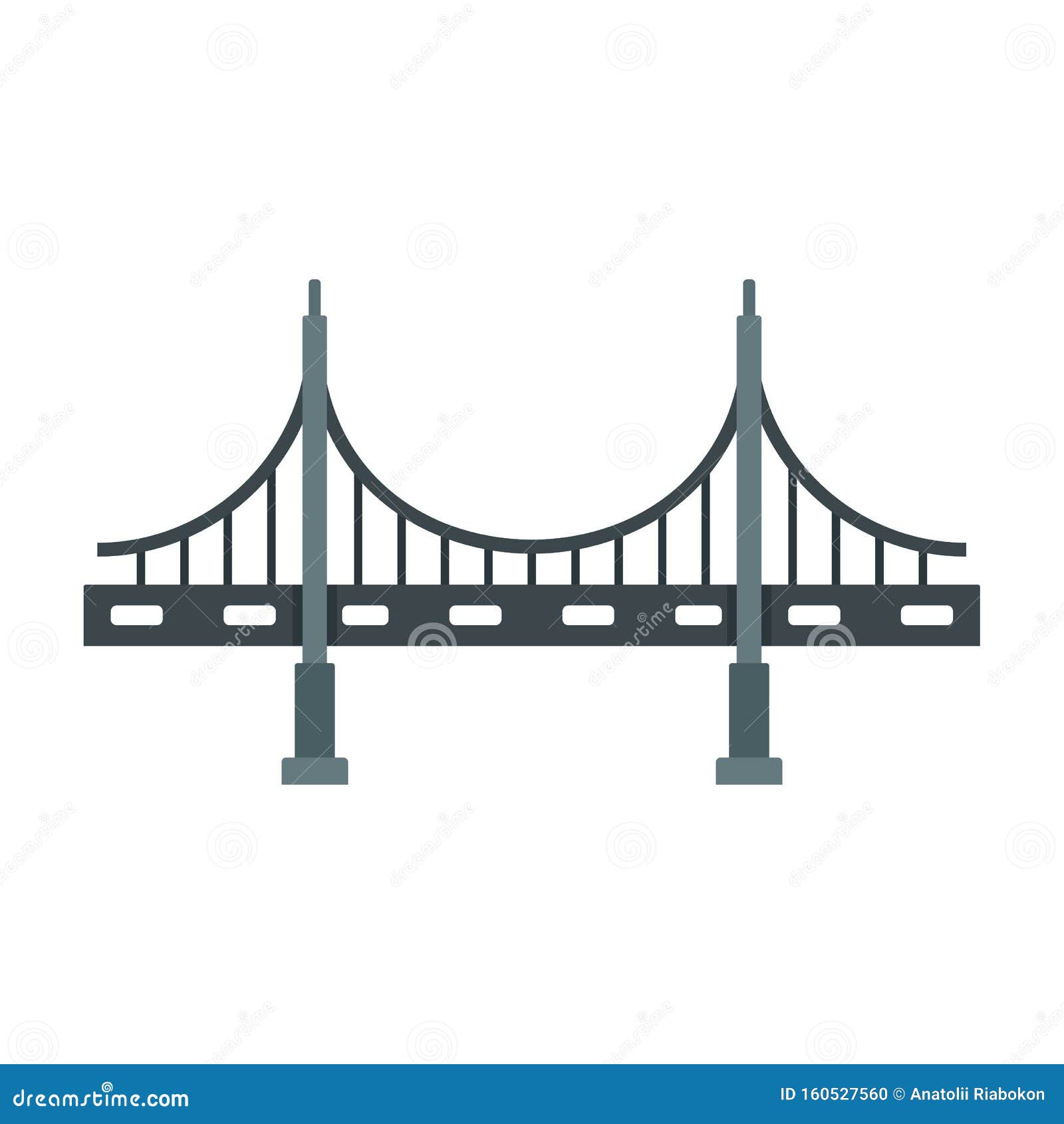 Big Metal Bridge Icon, Flat Style Stock Vector - Illustration of river ...