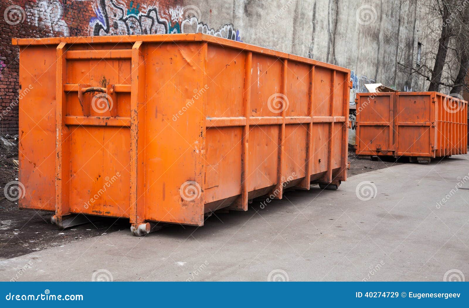 Big Metal Orange Trash Containers Stock Image - Image of automotive ...