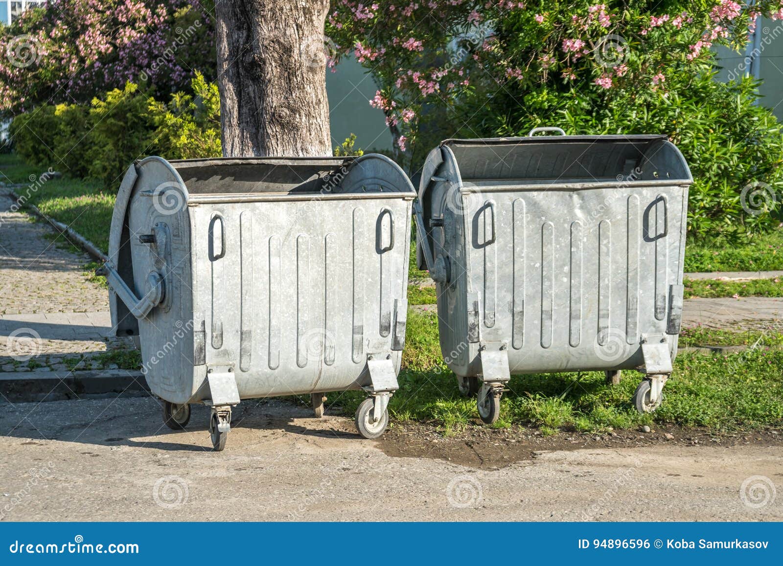 Big Metal Recycling Containers on the Street Stock Photo - Image of ...