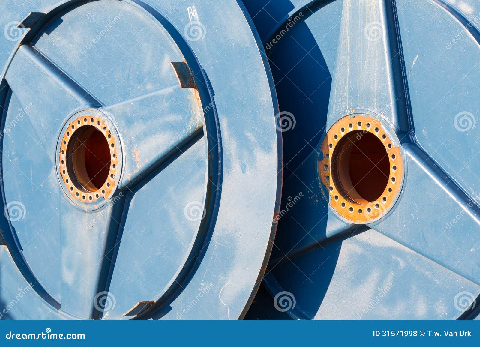 Big Metal Spools with Hole for Drive Shaft Stock Photo - Image of ...