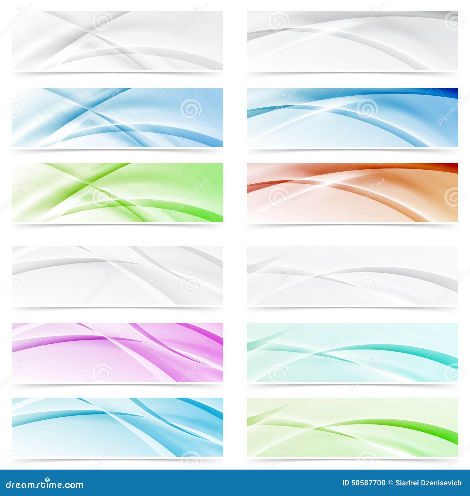 Big Modern Abstract Swoosh Wave Web Headers Collection Stock Vector ...