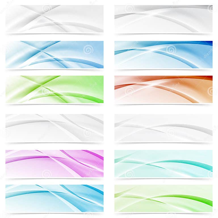 Big Modern Abstract Swoosh Wave Web Headers Collection Stock Vector ...