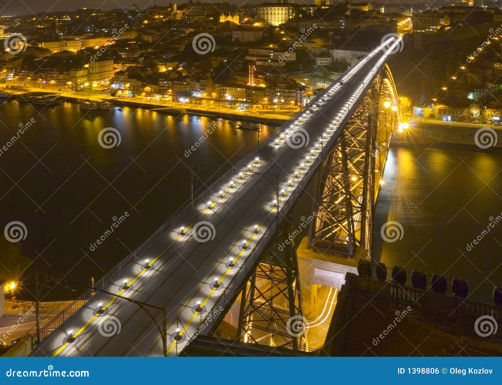 Big Modern Bridge at Nighttime Stock Photo - Image of boats, river: 1398806
