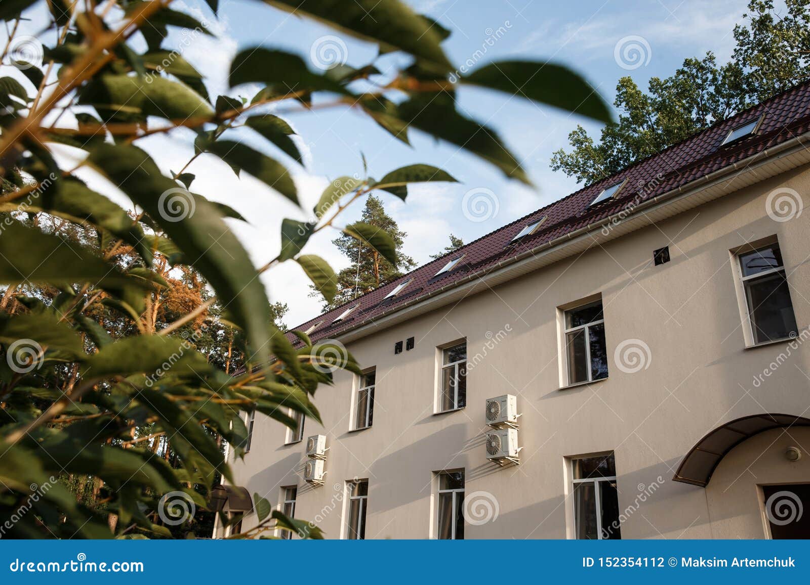 Big Modern Building in the Forest. Urbanisation Concept Stock Photo ...