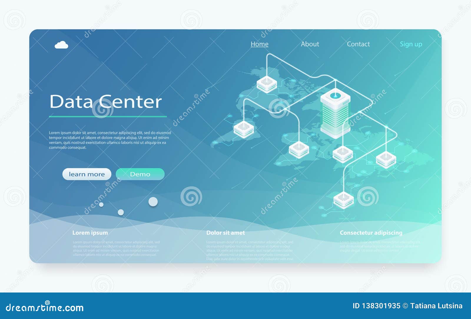 Big Modern Data Center, Server Room, Cloud Data Storage Files Service Stock Vector ...