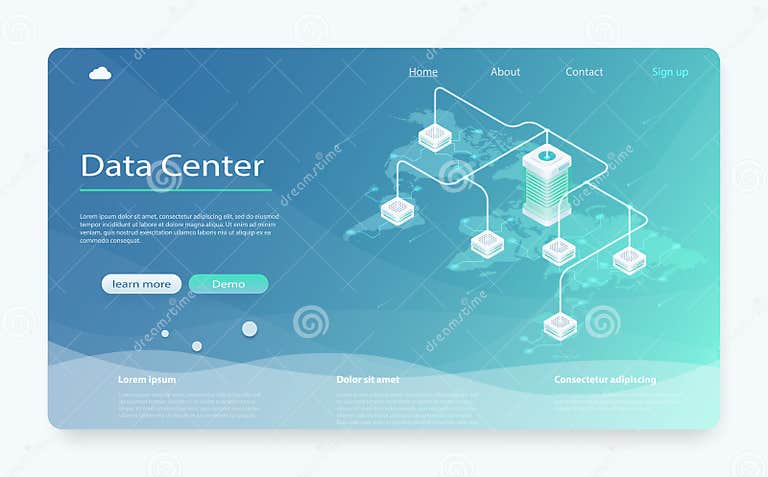 Big Modern Data Center, Server Room, Cloud Data Storage Files Service ...