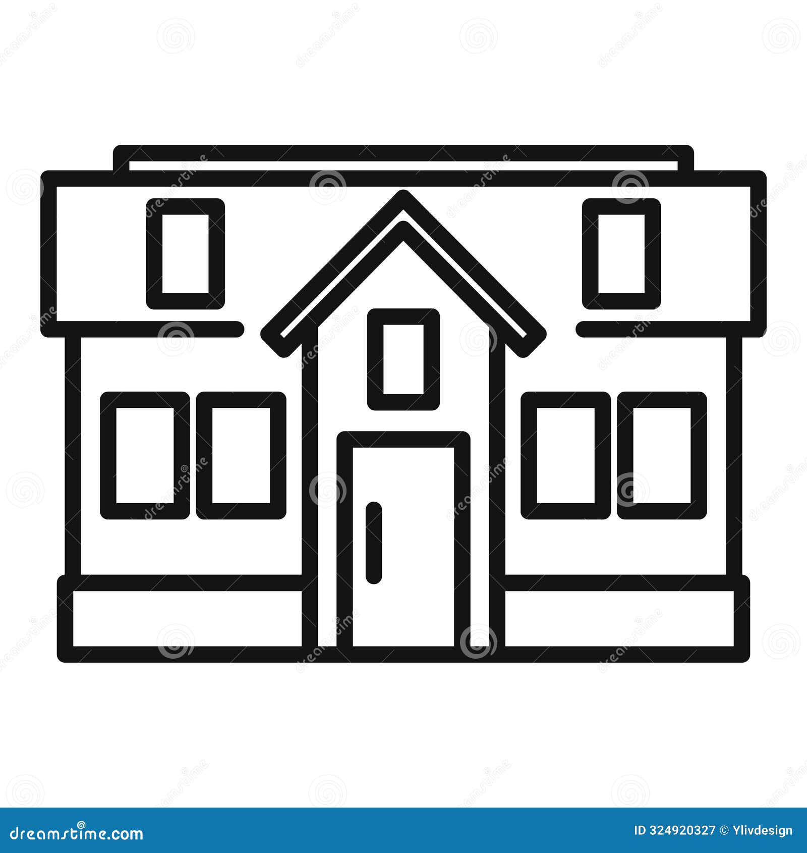 Big Modern House Building Facade with Large Windows Stock Illustration ...