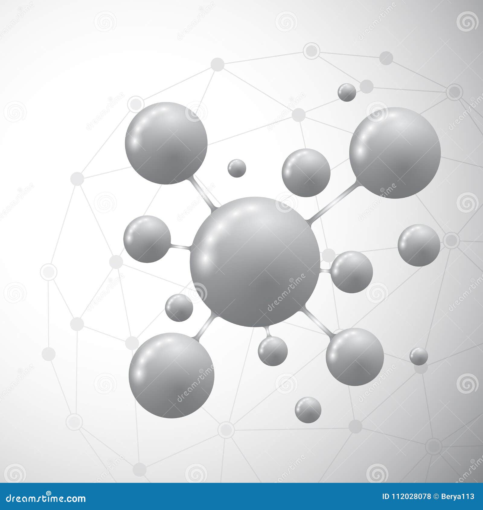 Molecule on Grey Background, Illustration Stock Illustration ...