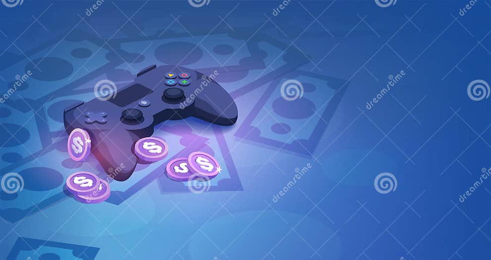 Big Money in Game Industry Isometric Concept. Stock Illustration ...