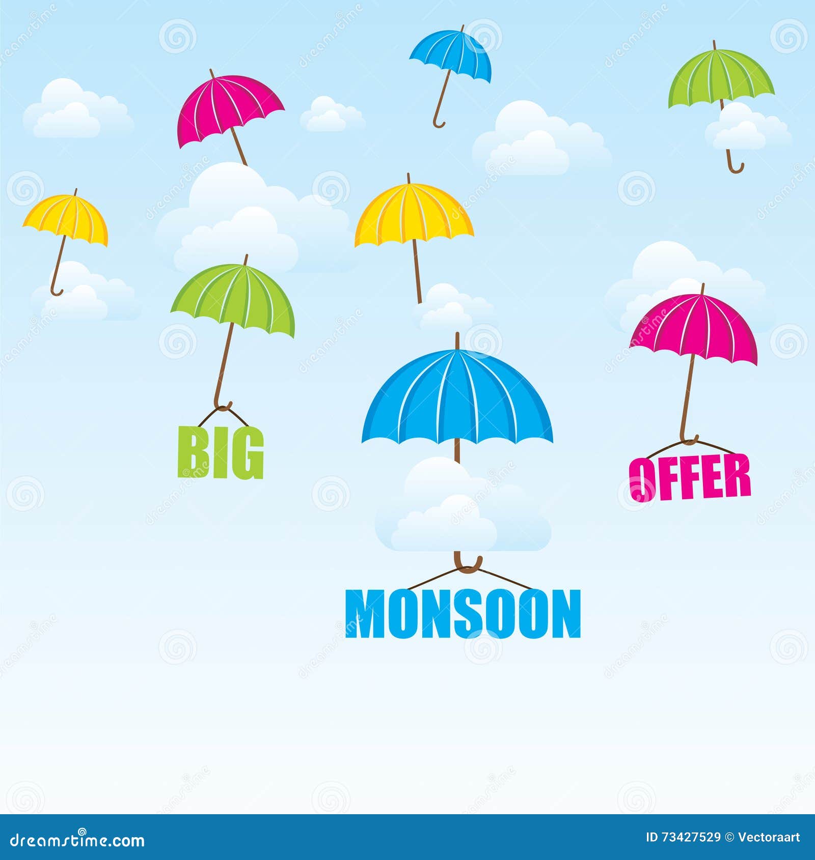 Big Monsoon Offer Banner Design Cartoon Vector | CartoonDealer.com ...