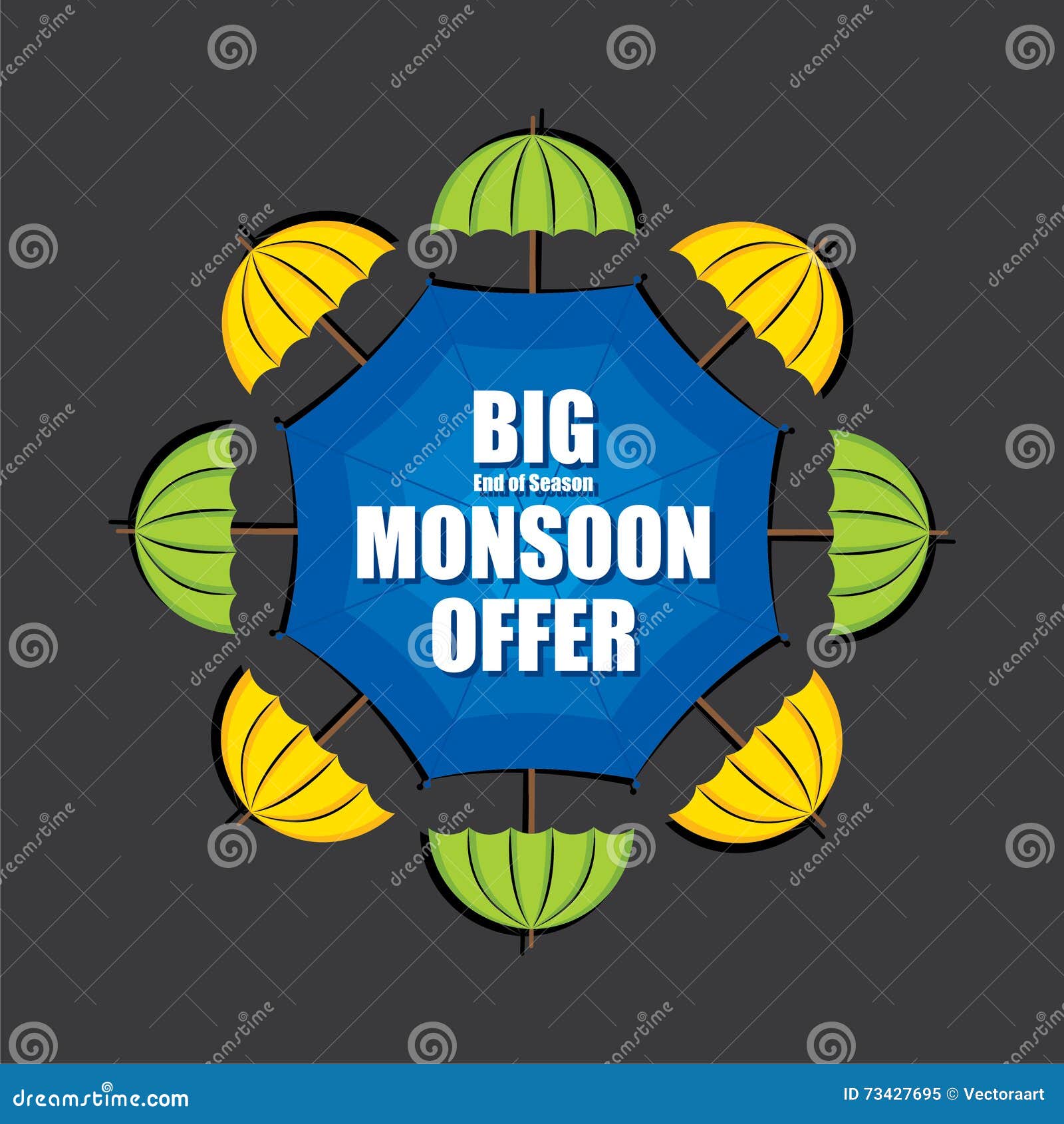 Big Monsoon Offer Banner Design Cartoon Vector | CartoonDealer.com ...