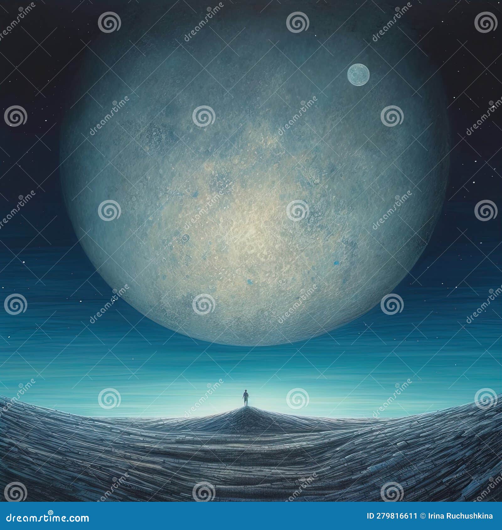 A Big Moon with Moonlight. Abstract Dark, Cold Background. Night View ...