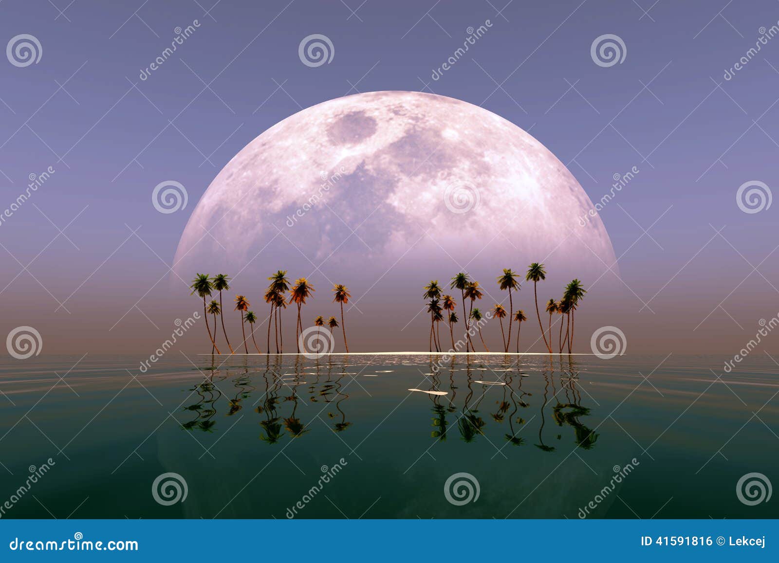 Big moon over island stock illustration. Illustration of morons - 41591816