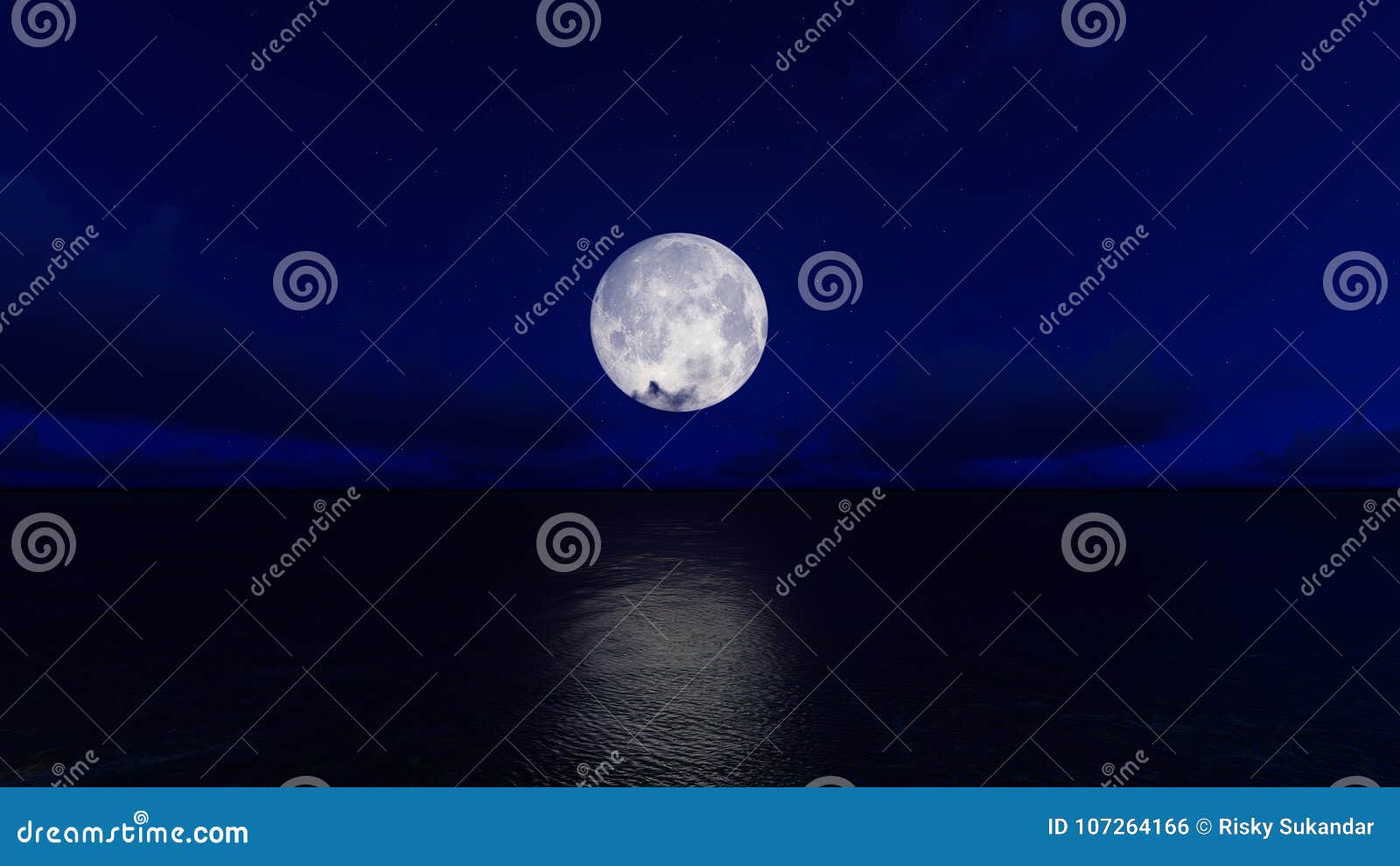 Big Moon Over the Sea in the Night Stock Photo - Image of ocean, full ...