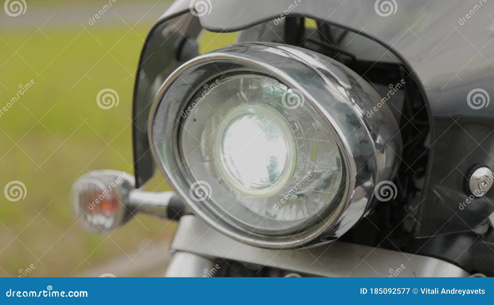 Big Motorcycle Headlight Lights Up. Stock Video - Video of chopper ...