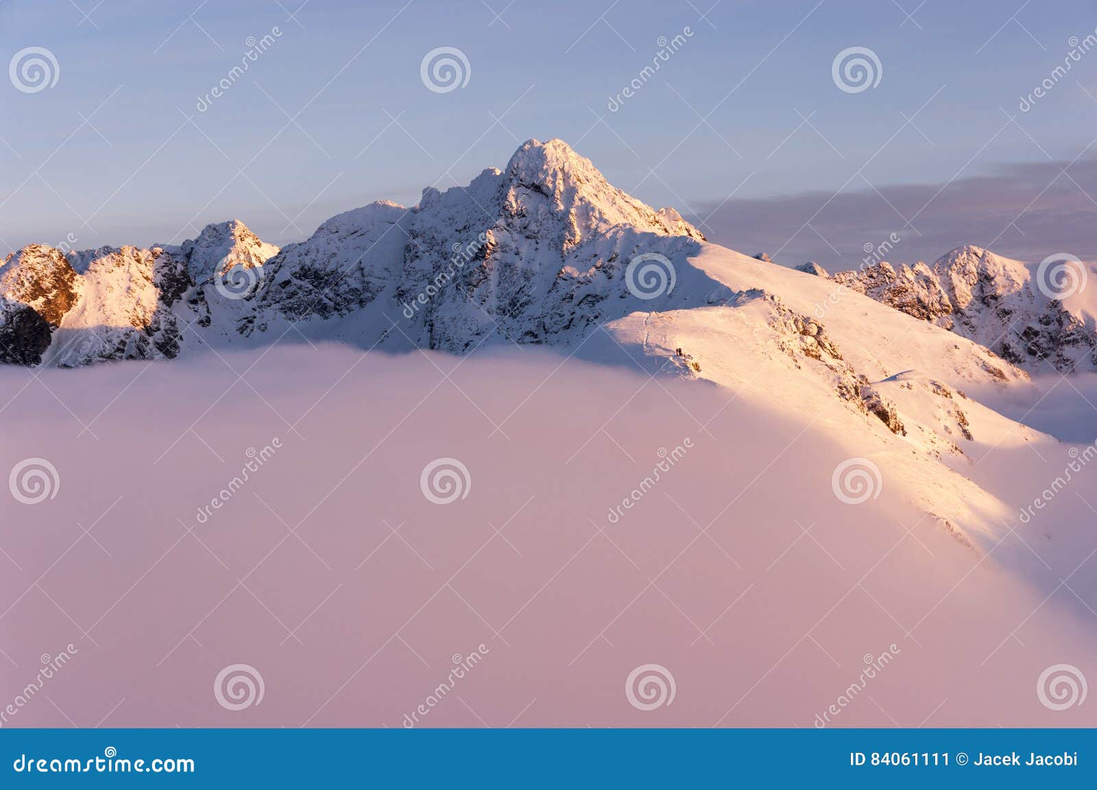 Big Mountain Peaks at Sunset and Inversion Stock Image - Image of ...