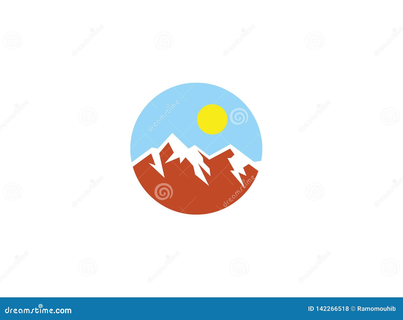 Big Mountains with Sun Up and Snow for Logo Design Stock Illustration ...