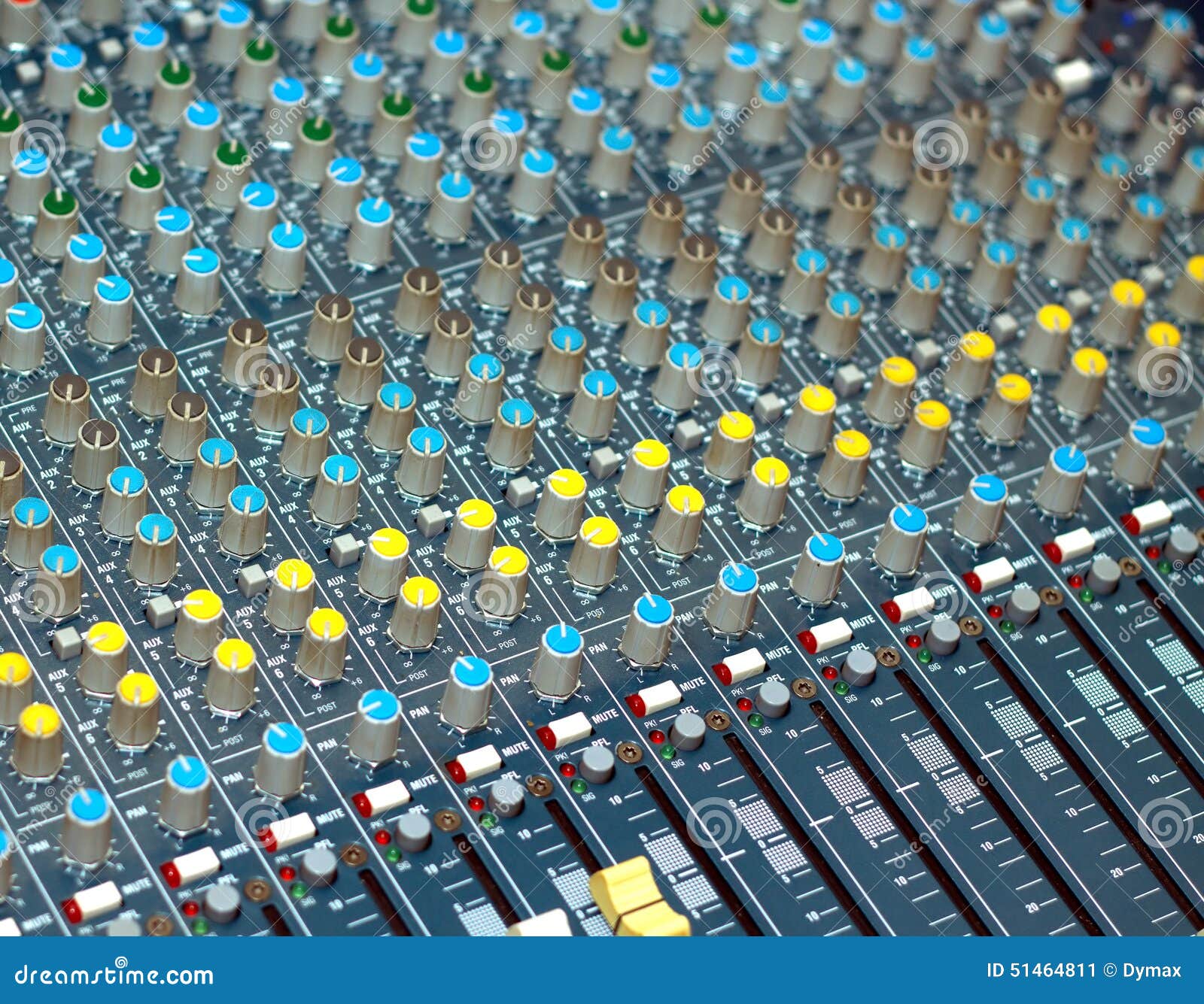 Big Multichannel Audio Sound Mixer Stock Image - Image of close, slider ...