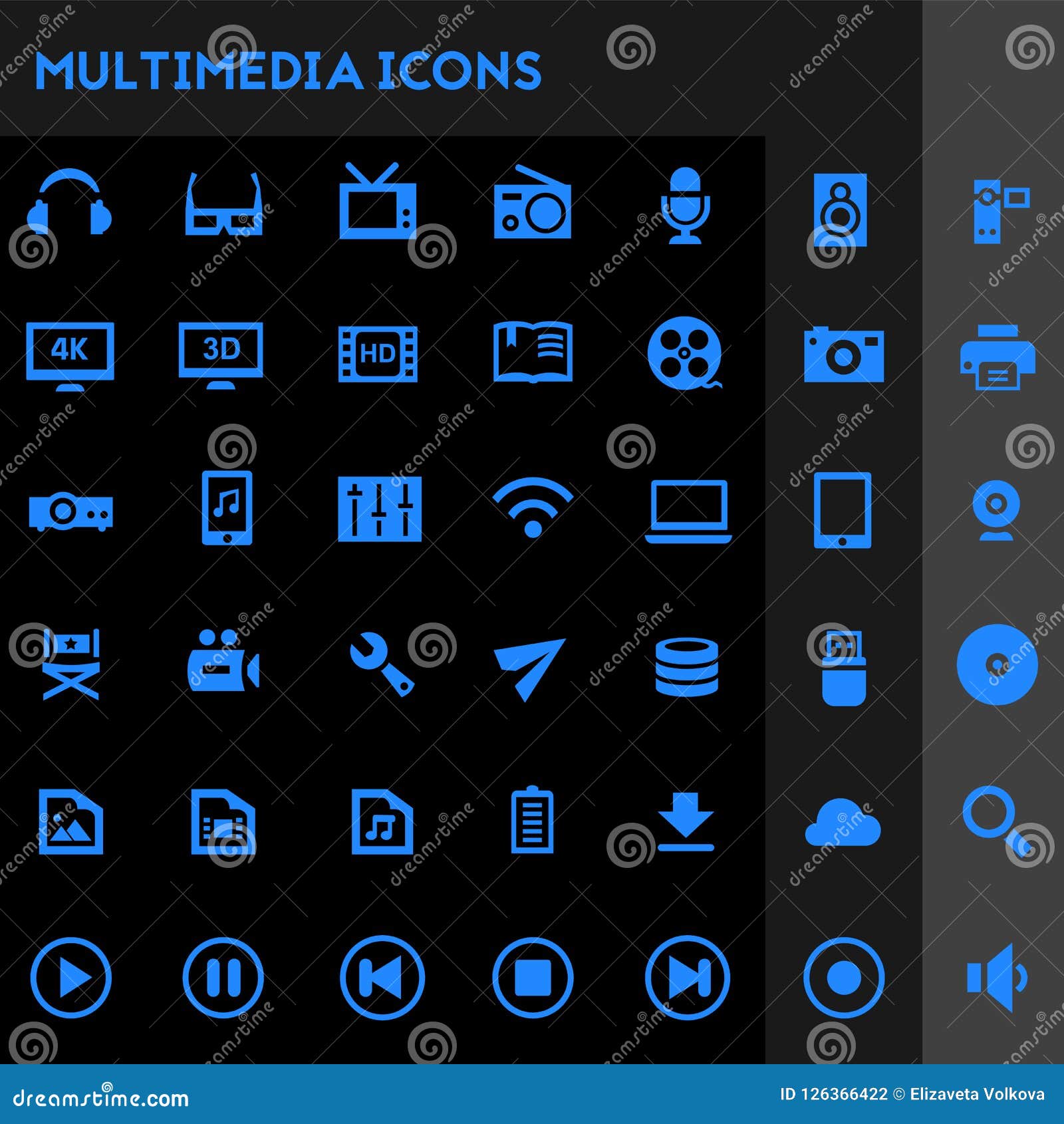 Big Multimedia icon set stock vector. Illustration of button - 126366422 Big Multimedia icon set stock vector. Illustration of button - 126366422