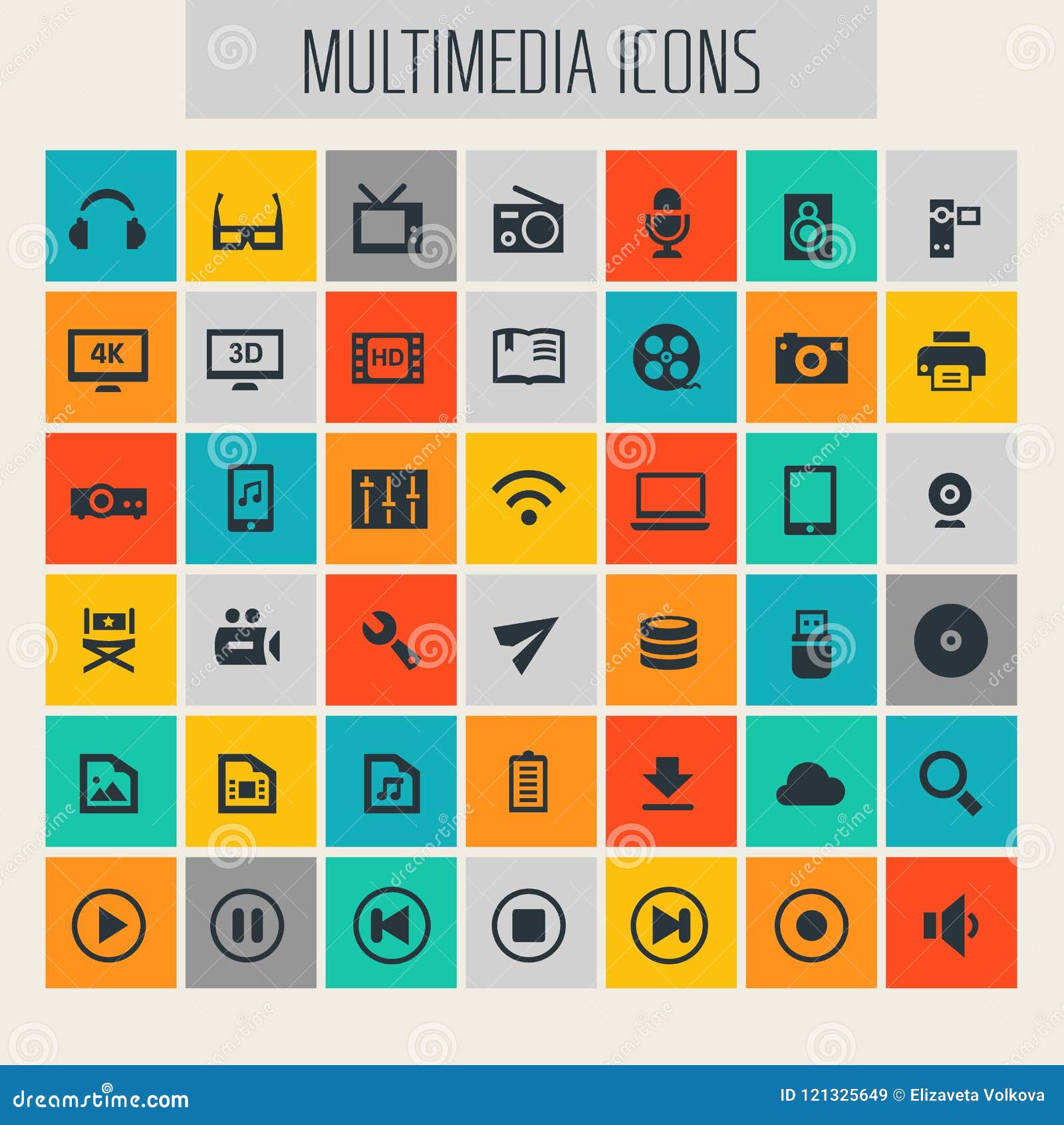 Big Multimedia icon set stock vector. Illustration of collection ...