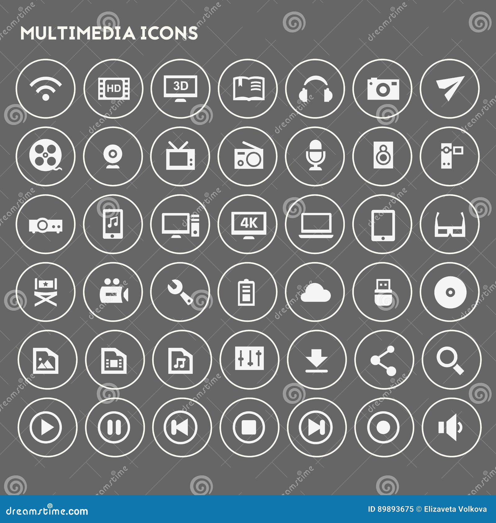 Big Multimedia icon set stock vector. Illustration of smartphone - 89893675