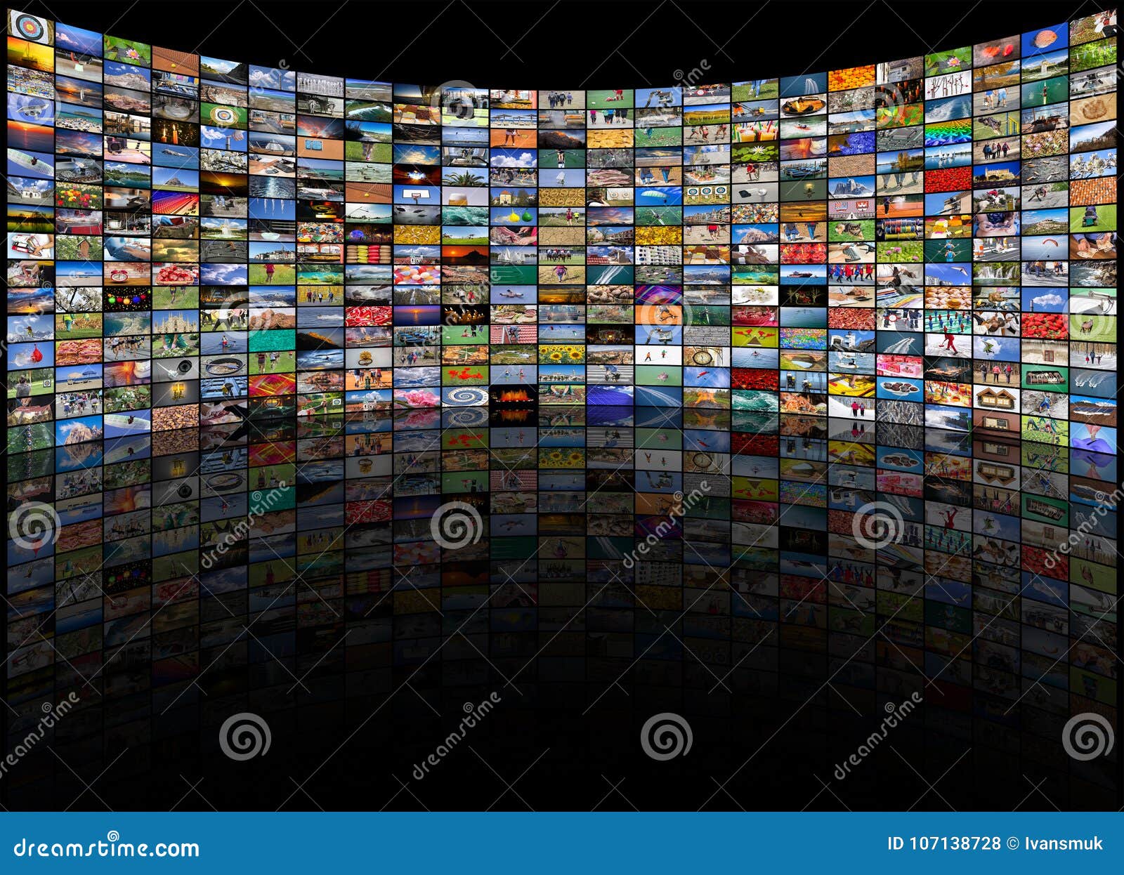 Big Multimedia Video and Image Wall Stock Photo - Image of multi ...