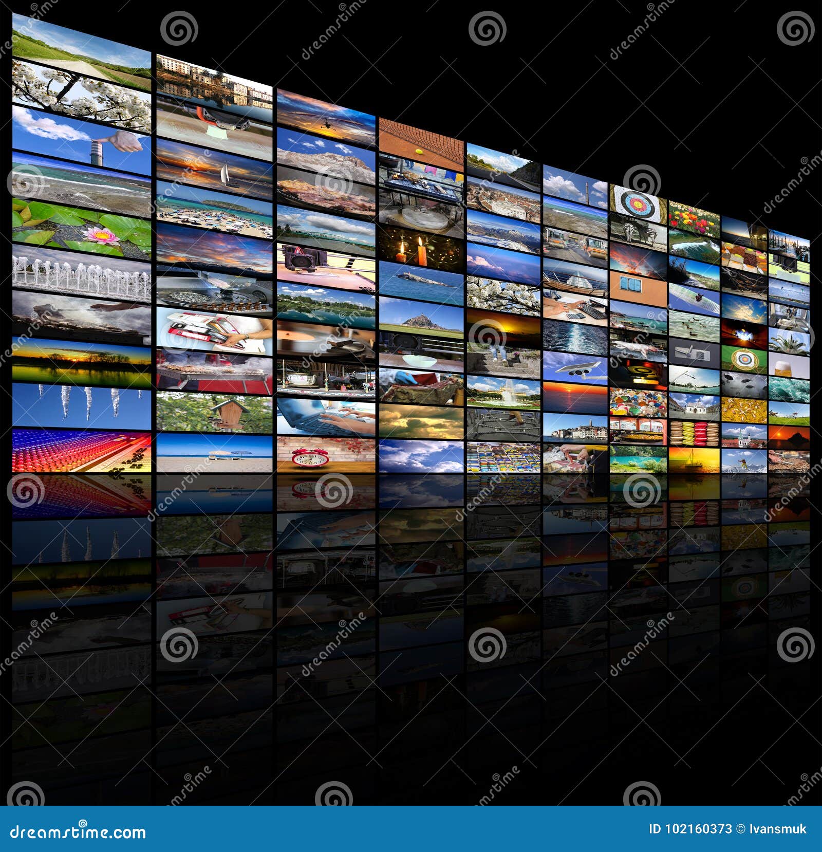 Big Multimedia Video and Image Wall Stock Image - Image of hdtv, multi ...