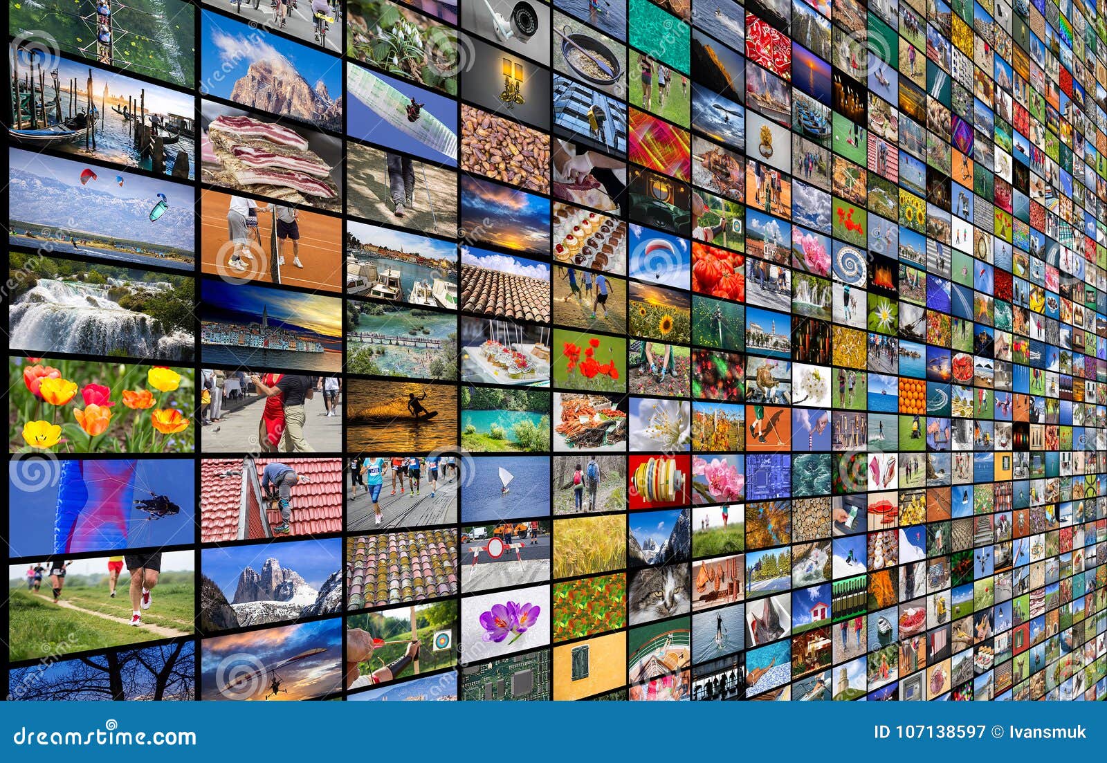 Big Multimedia Video and Image Wall Stock Image - Image of background ...