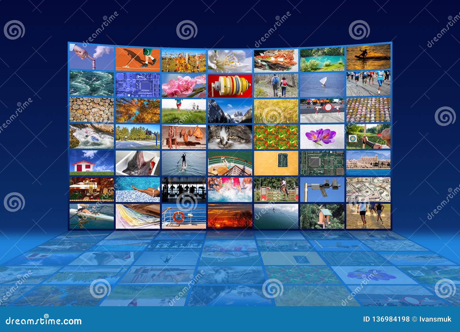 Big Multimedia Video Wall Widescreen Stock Illustration - Illustration ...